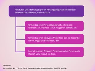 penatausahaan pelaporan - pertanggungjawaban apbdesa | PDF
