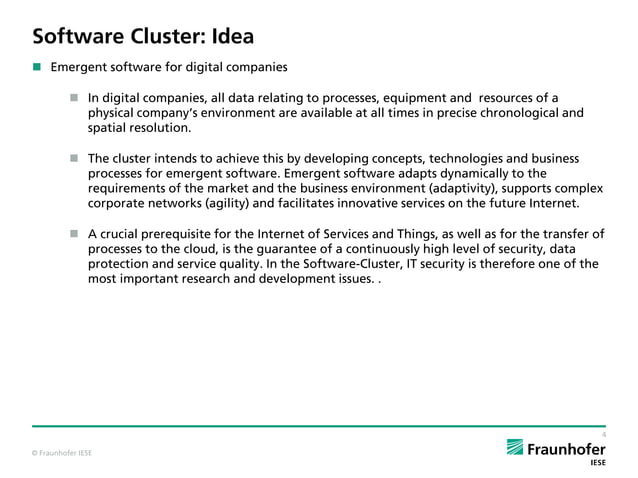 Software-Cluster: Introduction by Prof. Rombach, Speaker of the ...