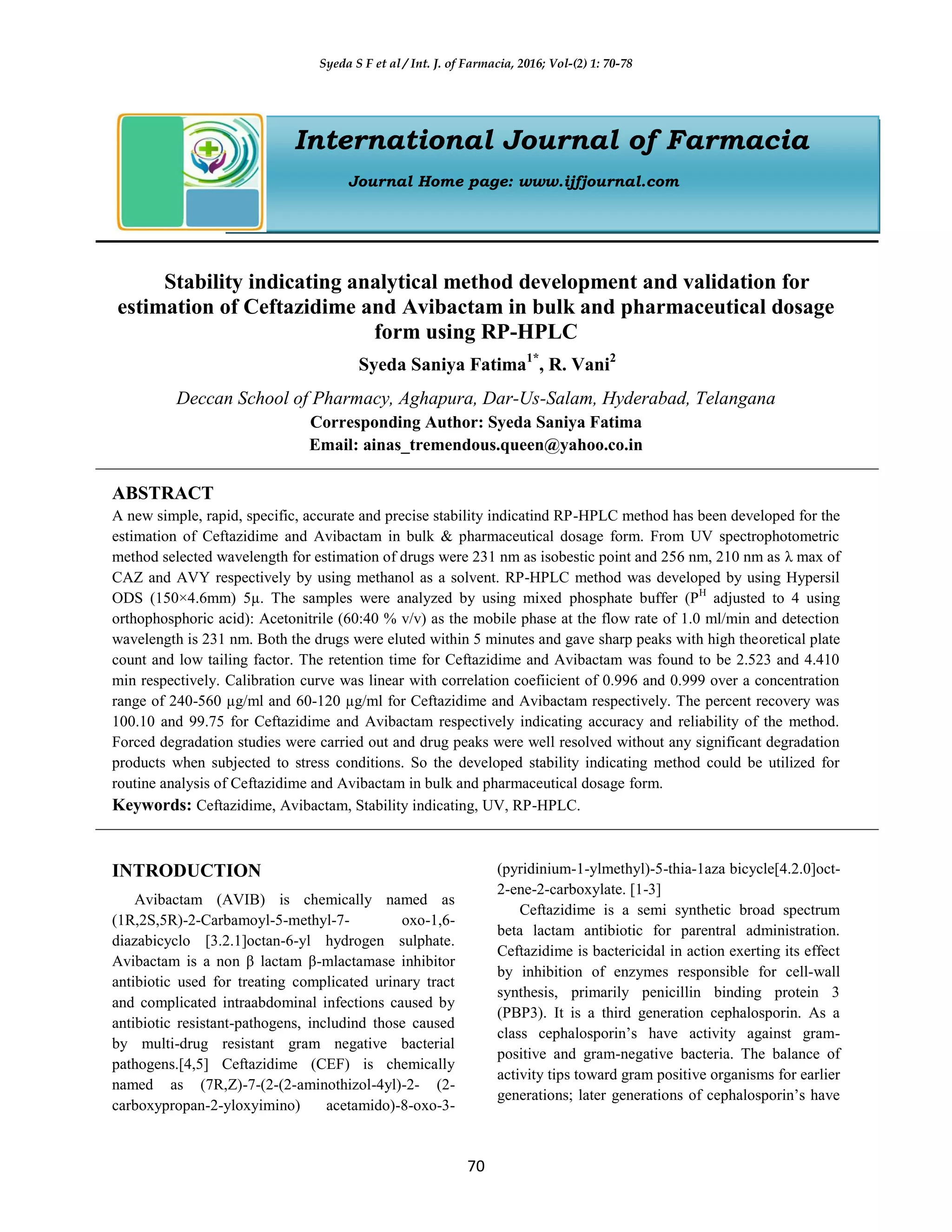 Stability indicating analytical method development and validation for ...