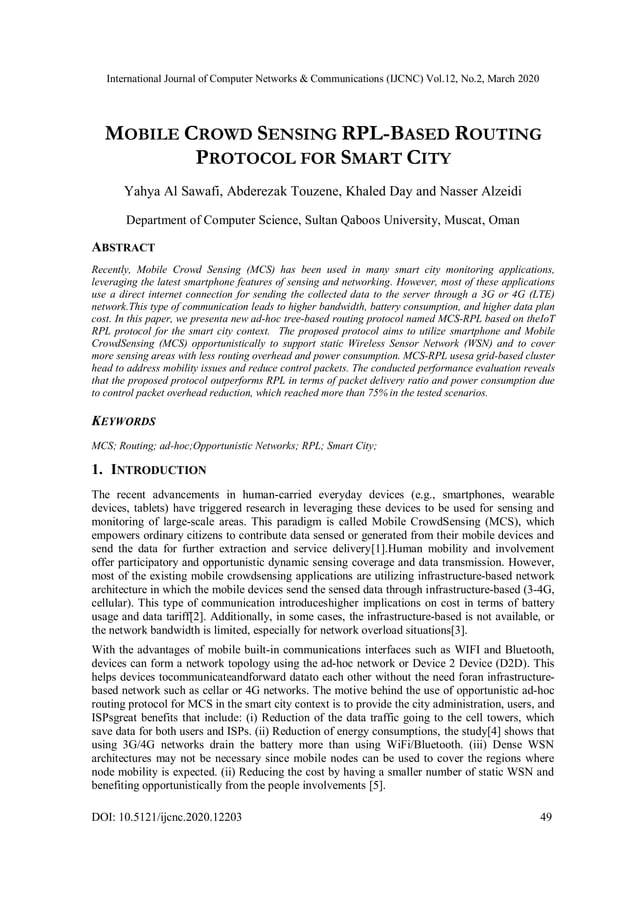 MOBILE CROWD SENSING RPL-BASED ROUTING PROTOCOL FOR SMART CITY | PDF
