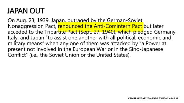 HISTORY IGCSE CONTENT - 20TH CENTURY OPTION - THE ROAD TO WW2 ...