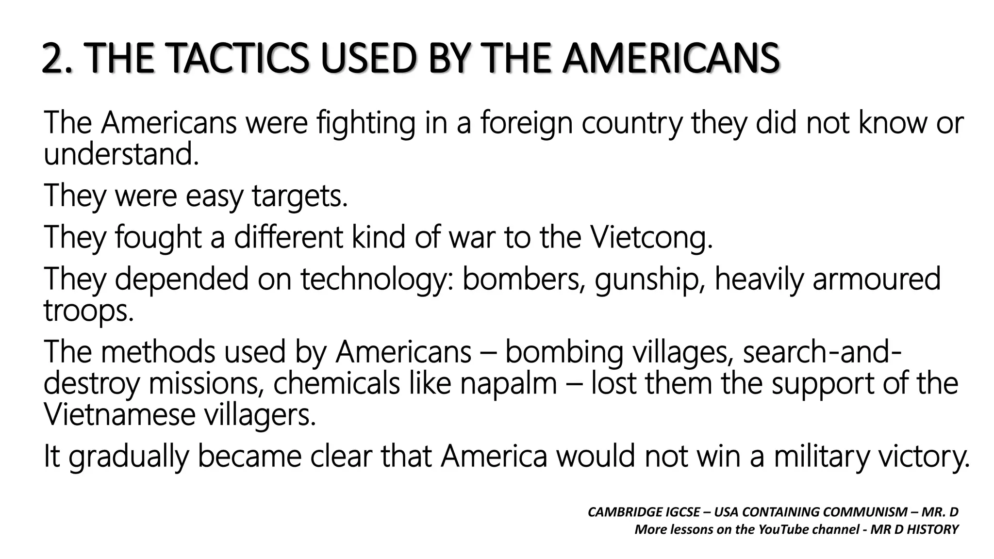 HISTORY IGCSE CONTENT - 20TH CENTURY OPTION - USA CONTAINING COMMUNISM ...