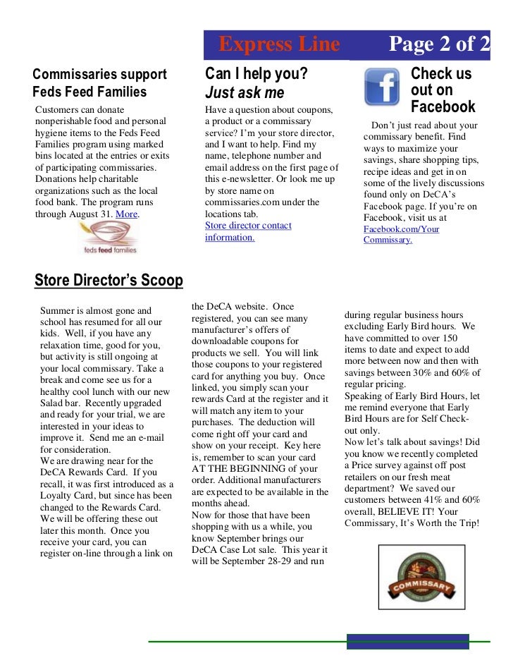 FT. RILEY COMMISSARY NEWSLETTER