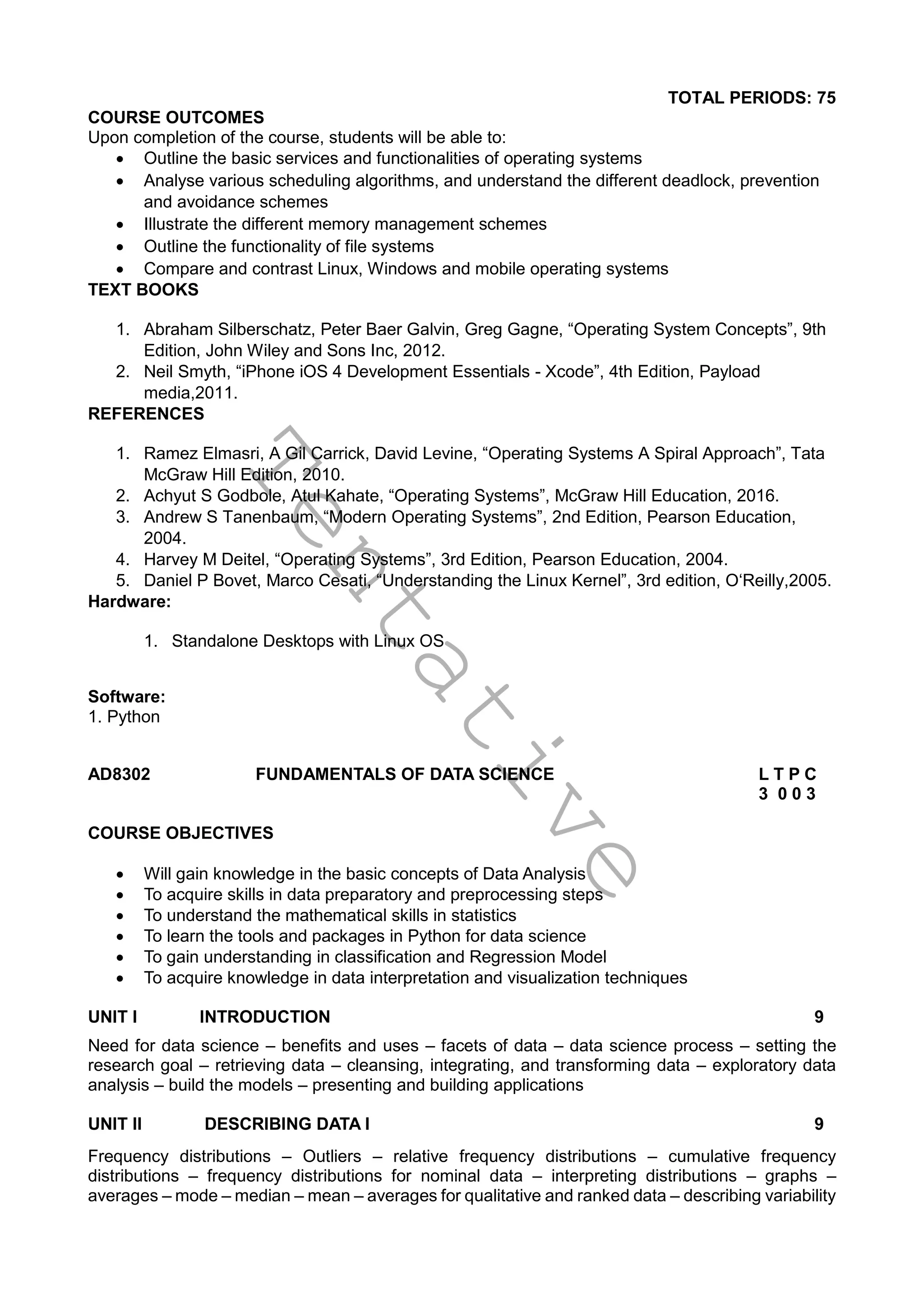 Sept 6 2021 BTech Artificial Intelligence and Data Science curriculum | PDF