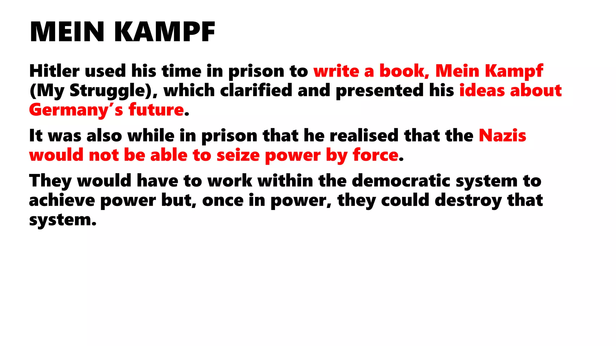 DEPTH STUDY GERMANY: WEIMAR REPUBLIC - 08. NAZIS IN THE WILDERNESS | PPTX