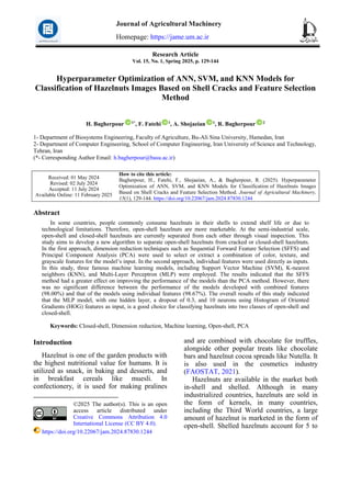 Hyperparameter Optimization of ANN, SVM, and KNN Models for ...
