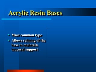Denture Bases used in complete dentures. | PPT