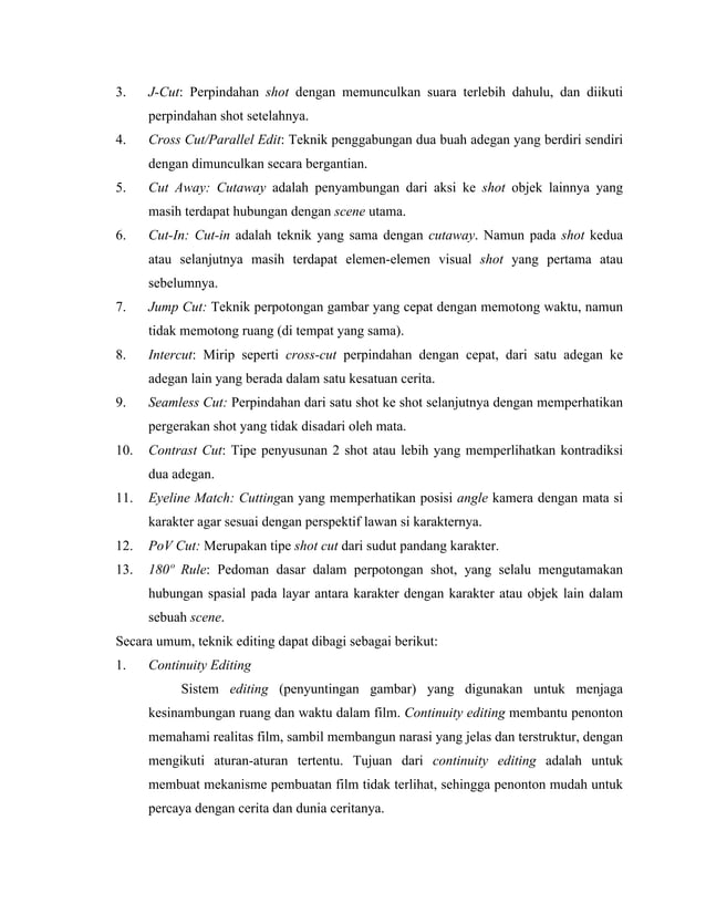 Bahan Ajar Modul Editing Kelas Sinematografi | PDF