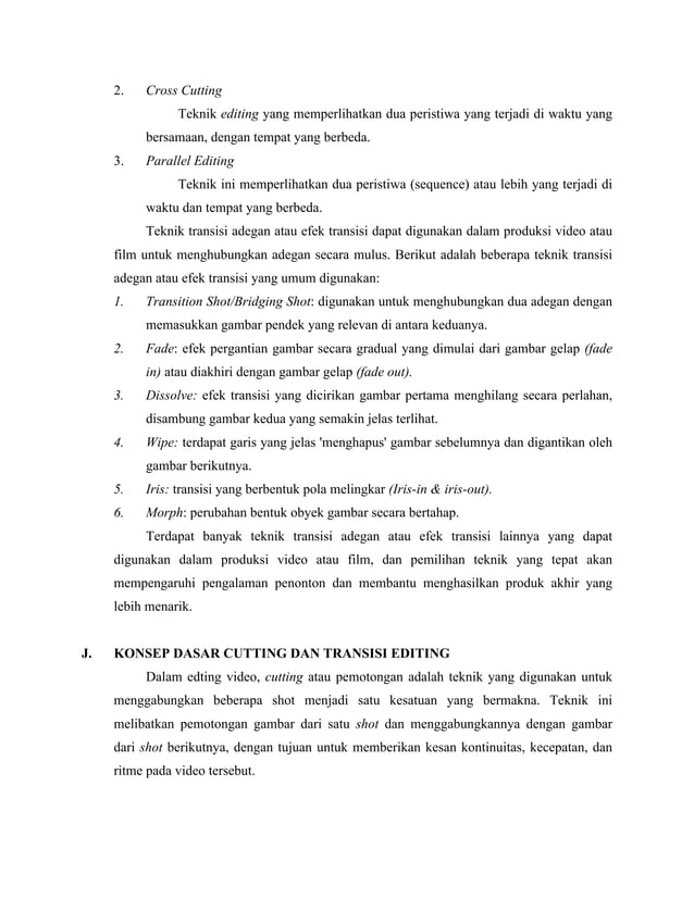 Bahan Ajar Modul Editing Kelas Sinematografi | PDF
