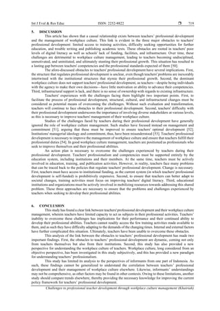 Challenges to professional teacher development through workplace ...