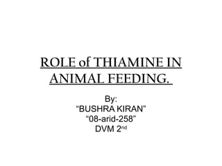 Thiamine in animal nutrition and human nurition | PPTX