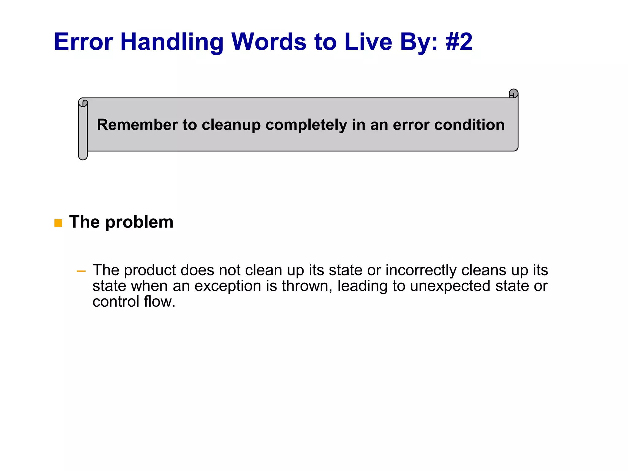 08 application security fundamentals - part 2 - security mechanisms - error handling | PPT