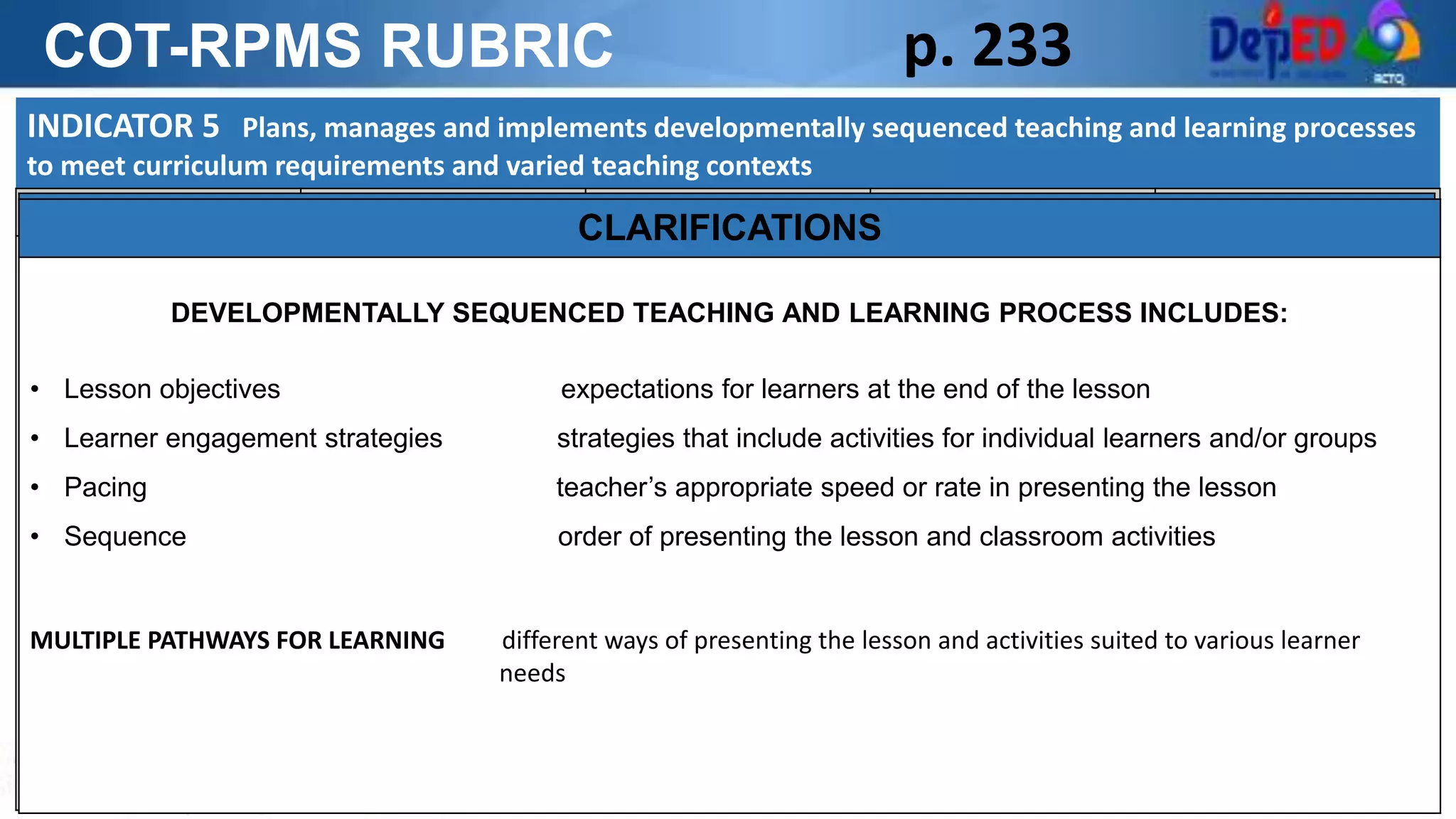cot in rpms forms | PPTX | Educational Assessment | Education