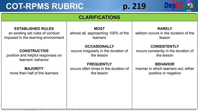 cot in rpms forms | PPTX | Educational Assessment | Education