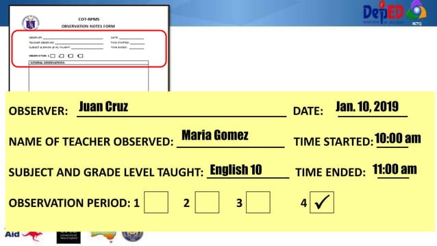 cot in rpms forms | PPTX | Educational Assessment | Education