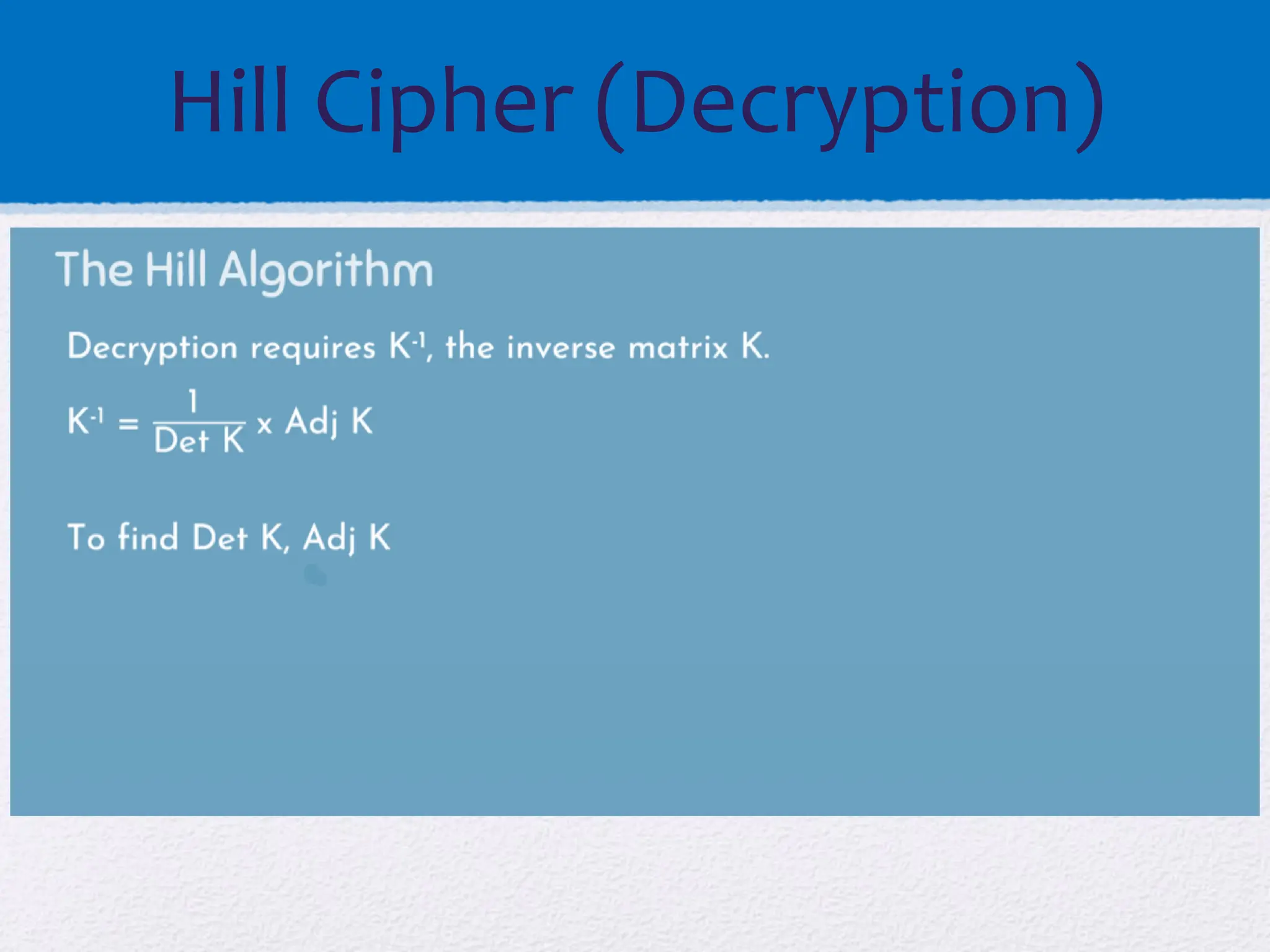 Hill cipher cryptography lets learn this | PPT