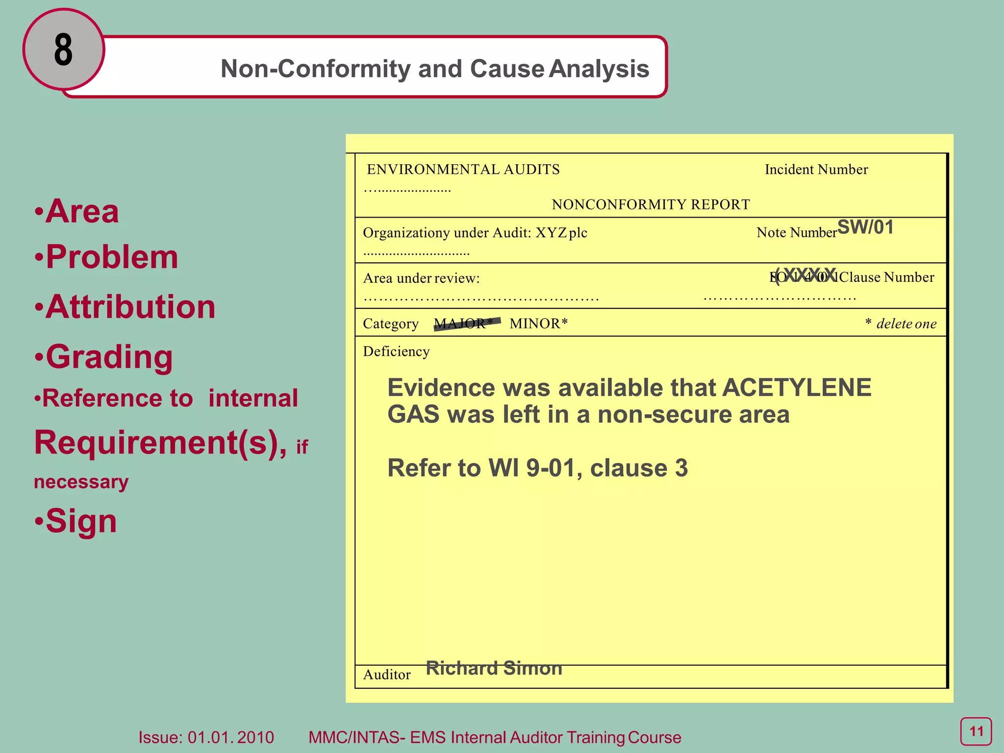 Non-conformity, RCA & reporting an audit | PPTX