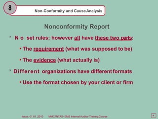 Non-conformity, RCA & reporting an audit | PPTX