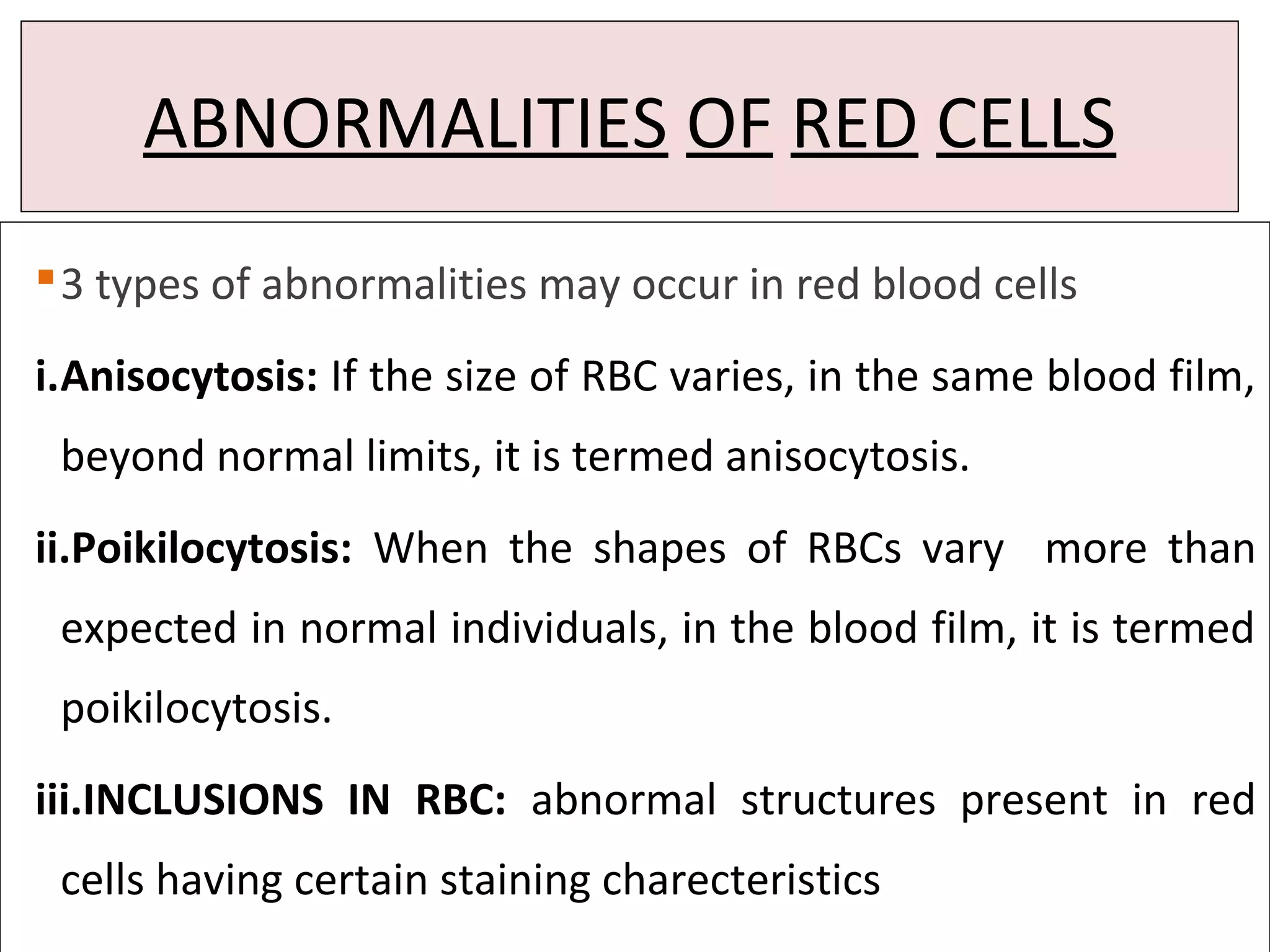 morphology of red blood cells | PPT