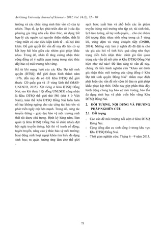 Đánh giá nhận thức môi trường tại Khu DTSQ Đồng Nai | PDF