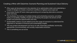 8. Nicole Player, MGT - Creating a Mine with Datamine Scenario Planning and Sustained Value ...