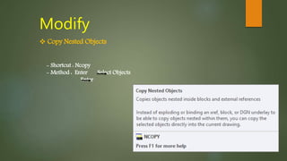 Intro to AutoCAD 2016 2D | 08 - panels (modify) | PPTX