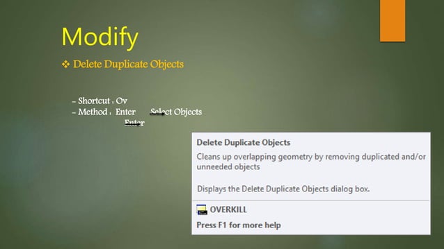 Intro to AutoCAD 2016 2D | 08 - panels (modify) | PPTX
