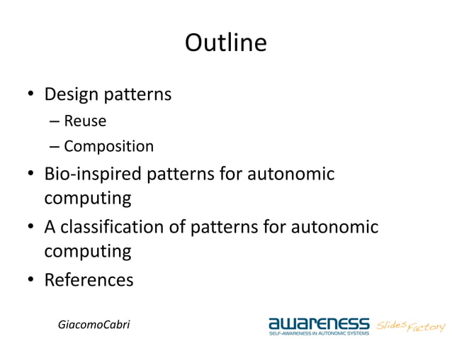 Academic Course: 08 Pattern-based design of autonomic systems | PPT
