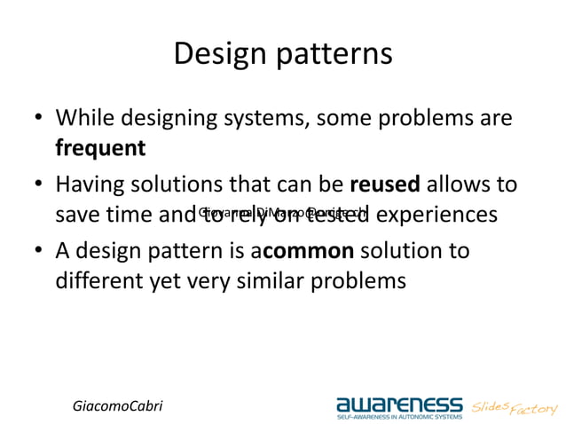 Academic Course: 08 Pattern-based design of autonomic systems | PPT