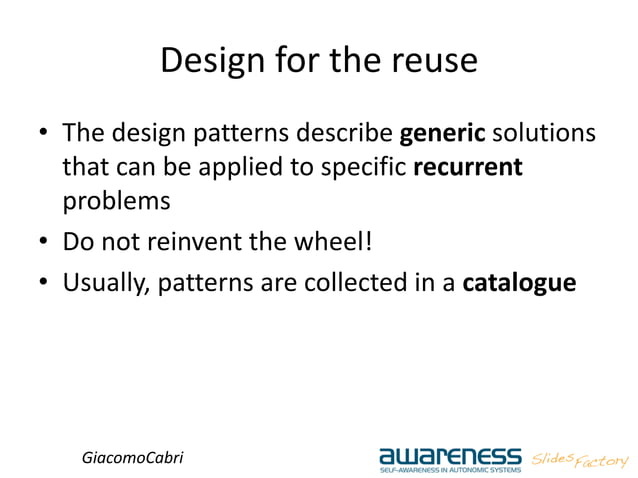 Academic Course: 08 Pattern-based design of autonomic systems | PPT