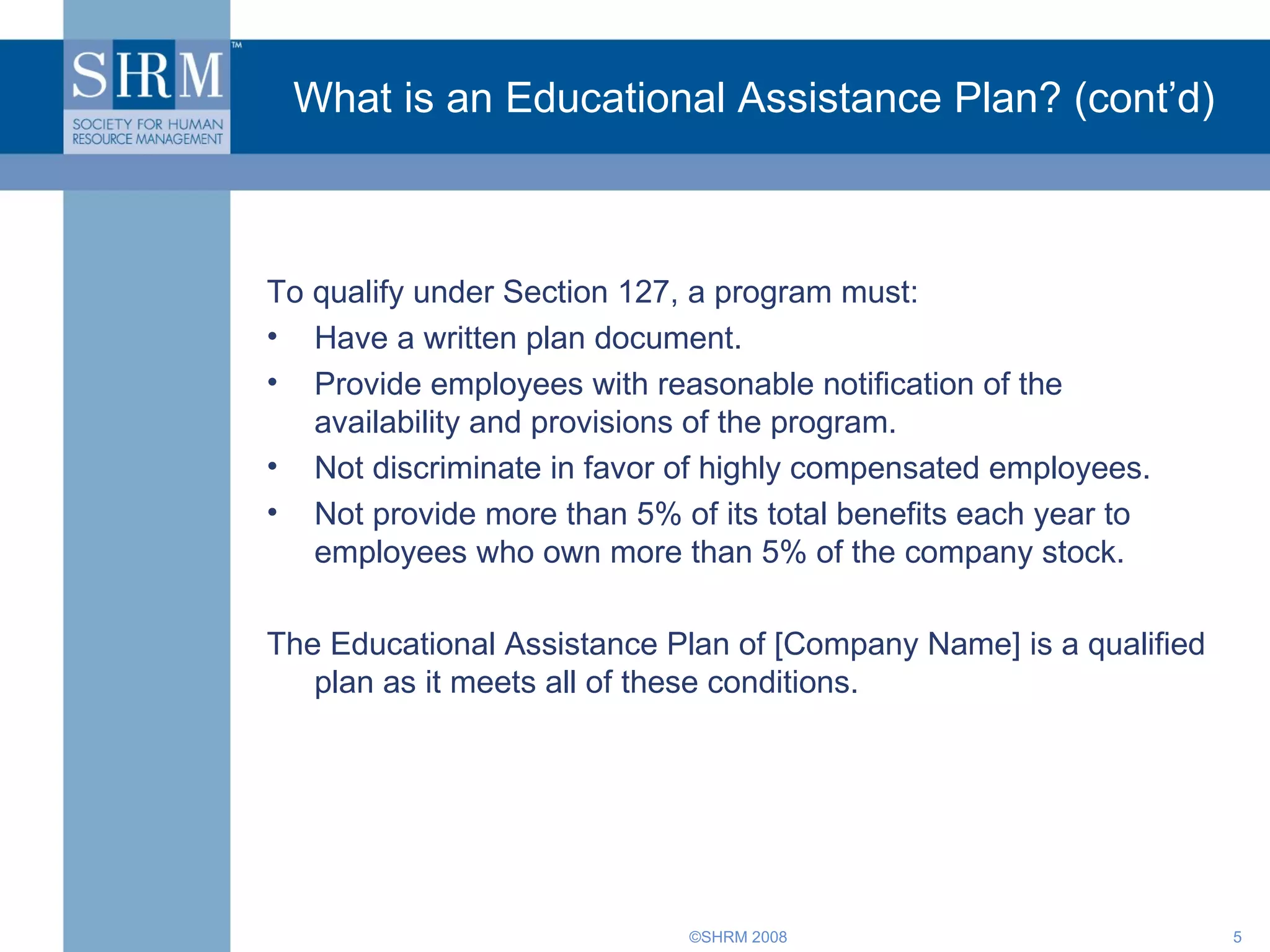 Educational Assistance final presentation | PPT