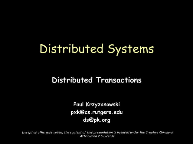 Transactions (Distributed computing) | PPT