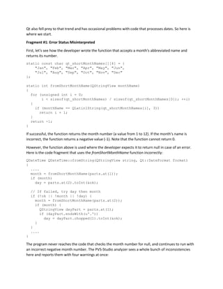 Date Processing Attracts Bugs or 77 Defects in Qt 6 | PDF