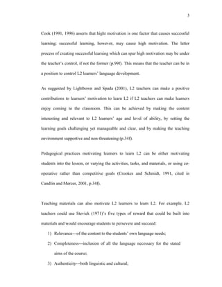 Motivation Factor on L2 Learning | PDF | Homework and Study | Education