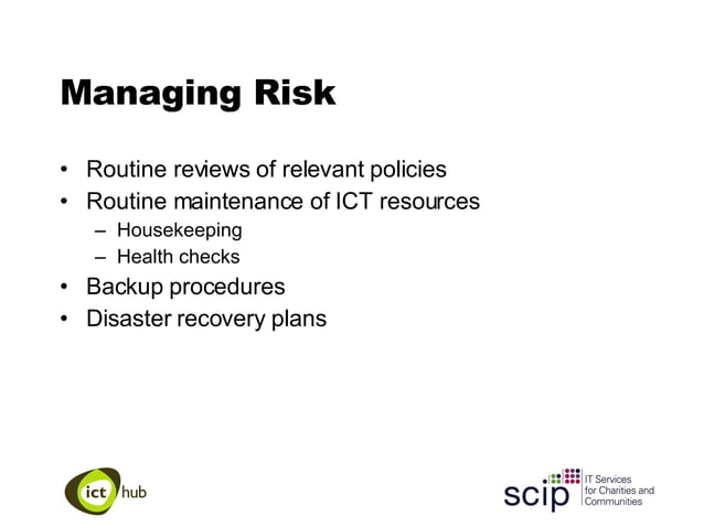 080312 Ict Hub Risk Management | PPT | IT and Internet Support | Internet