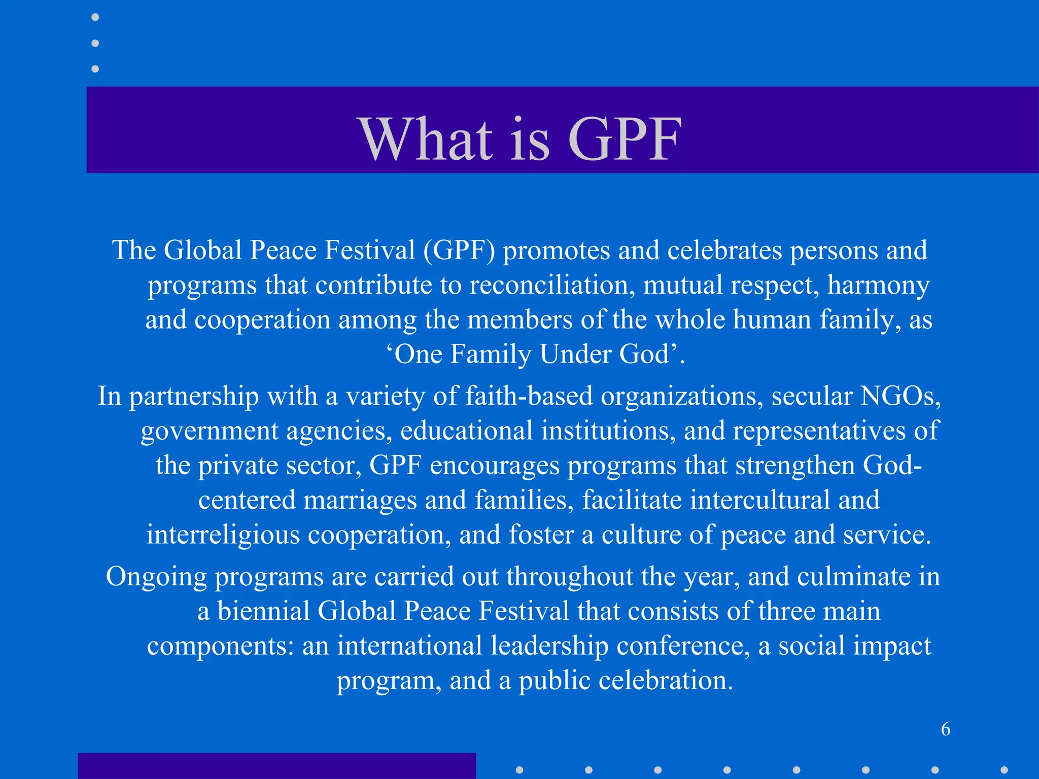 Global Peace Festival Basic Concept | PPT