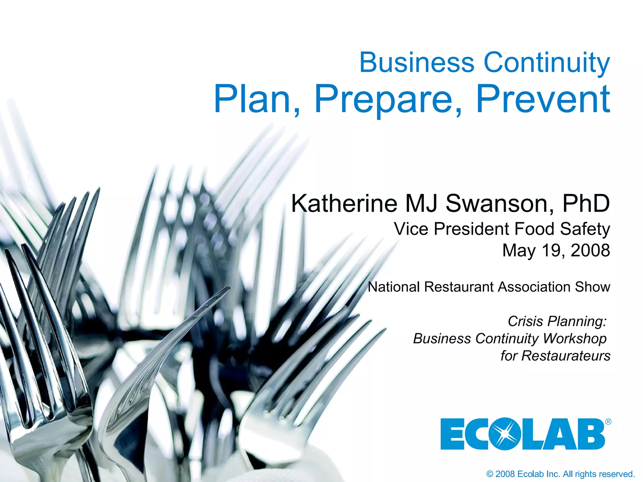 Business Continuity: Plan, Prepare, Prevent | PPT