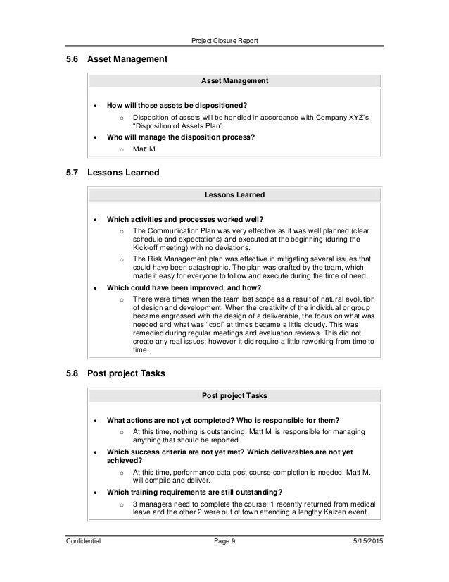 C. Burcham - Project Closure Report