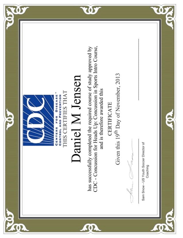 CDC Concussion Certificate | PDF