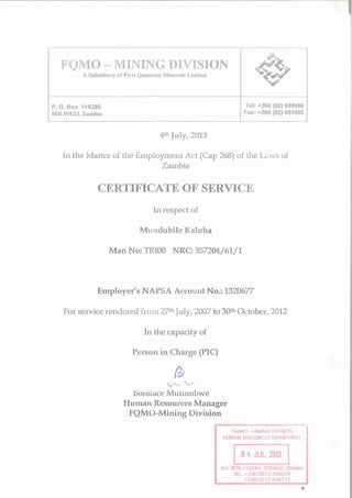 certificate of service at fqmo | PDF