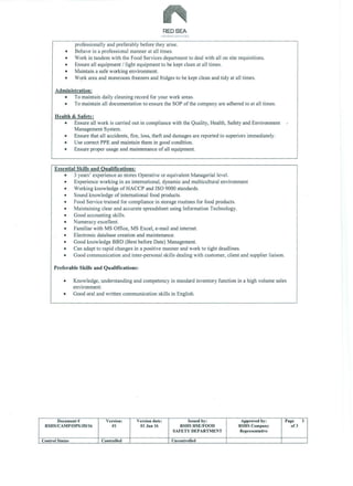 JOB DESCRIPTION STOCK CONTROLLER | PDF