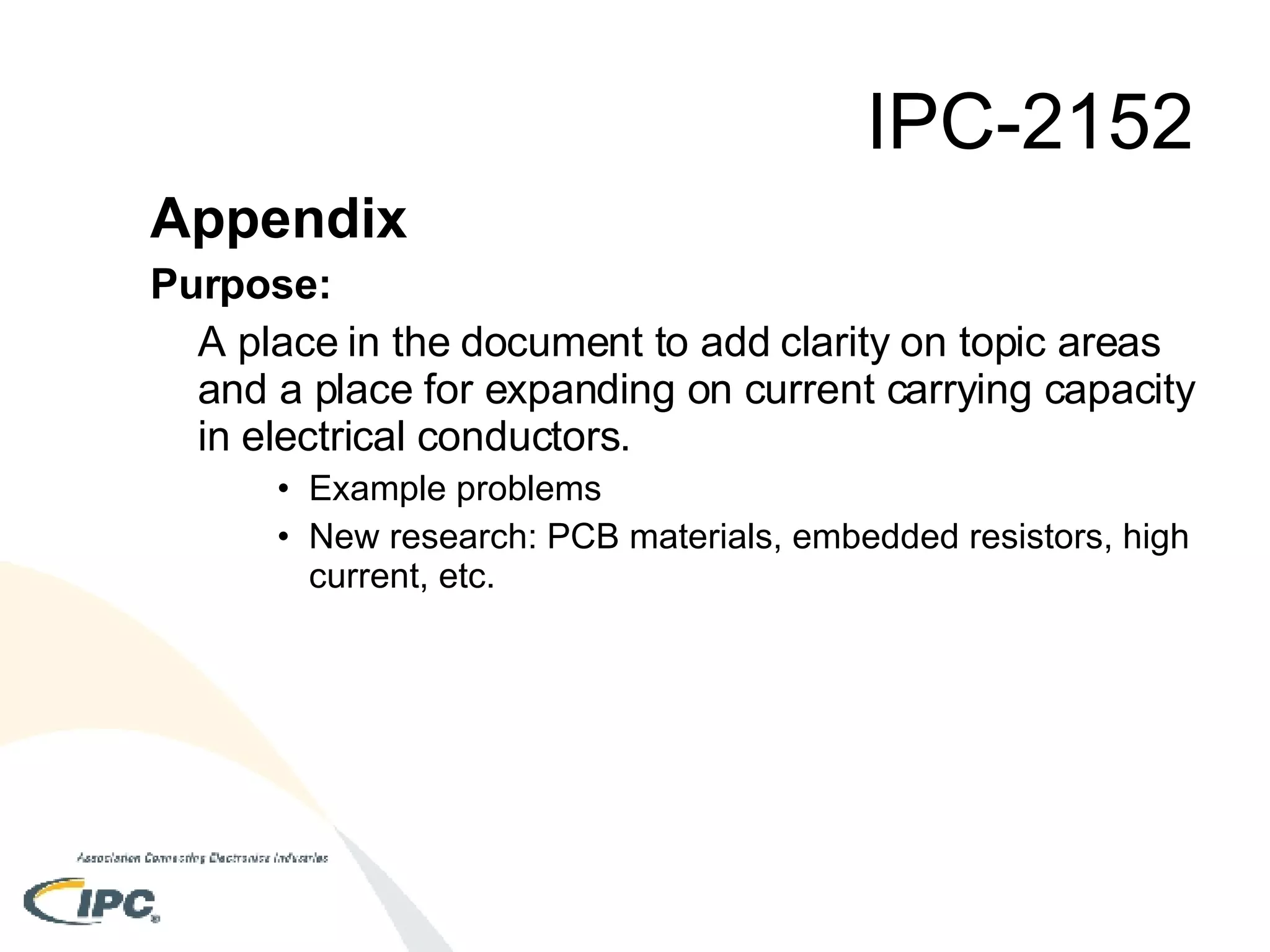 080930 Ipc 2152 Standard For Determining Current Carrying Capacity | PPT