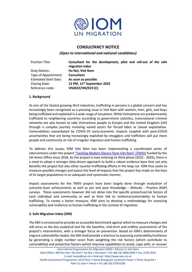 Consultant Safe Migration Index | PDF