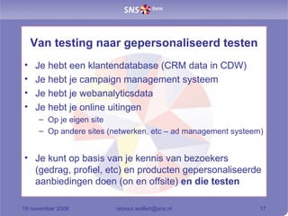 Webanalytics, Testen en verder | PPT