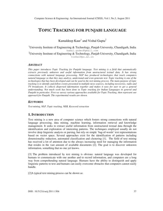 Topic Tracking for Punjabi Language | PDF