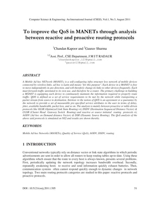 To improve the QoS in MANETs through analysis between reactive and proactive routing protocols | PDF