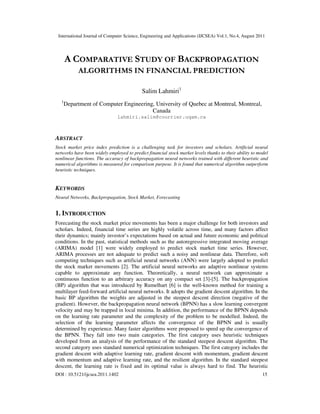 A COMPARATIVE STUDY OF BACKPROPAGATION ALGORITHMS IN FINANCIAL PREDICTION | PDF