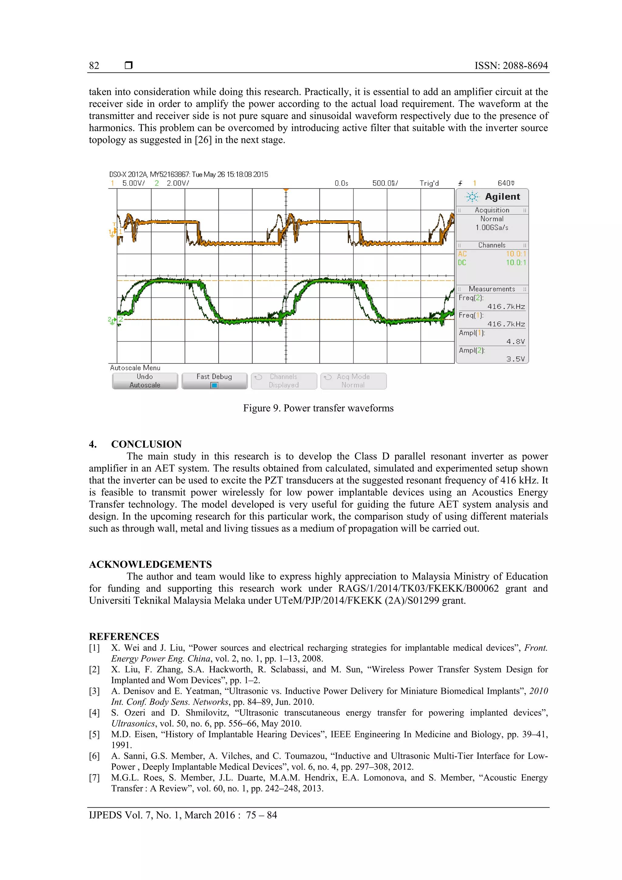 Development of Class D Inverter for Acoustics Energy Transfer ...