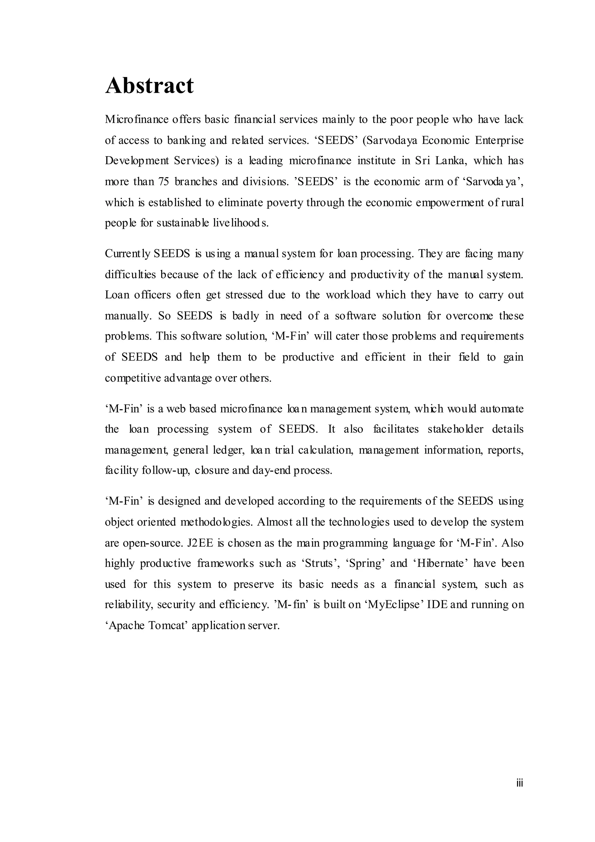 BIT (UCSC) Final Year Project - Microfinance Loan Management System | PDF