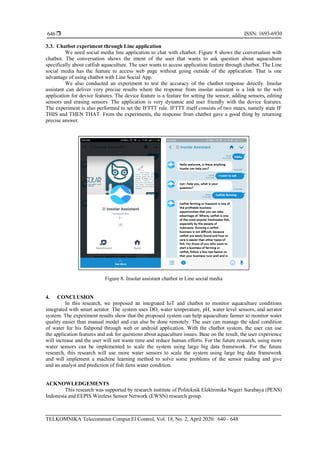 Integration of IoT and chatbot for aquaculture with natural language ...